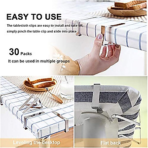 Tablecloth Clips 30 Packs Table Cloth Holder Clips,Stainless Steel Outdoor Table Cloths Clips For Picnic Tables,Folding Tables,Clamps For Outdoor Tablecloths,Picnic Table Cover Clips For Party Wedding