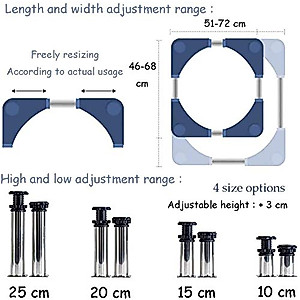 Trolley Washer and Dryer Stands, Multi-Functional Movable Adjustable Base Stand, Pedestal for Washing Machine Stainless-Steel with 12 Foot,20cm