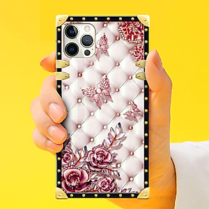 Yuning419 Butterfly Diamond Case for iPhone 13 Pro Max, Luxury Soft TPU Shockproof Protective Hard PC Case