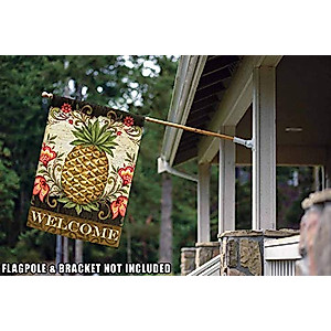 Toland Home Garden 101163 Pineapple & Scrolls Welcome Flag 28x40 Inch Double Sided Welcome Garden Flag for Outdoor House Spring Flag Yard Decoration