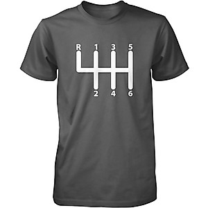 NOFO Clothing Co 6 Speed Manual Transmission, 6-Speed Gear Stick Shift Men's T-Shirt, L Char Charcoal