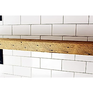 Modern Timber Craft Reclaimed Wood Wall Shelves | 2" Thickness | 42" L x 6" D | Easy-to-Install | Steel Angle Shelf Brackets Included | Rustic Decoration