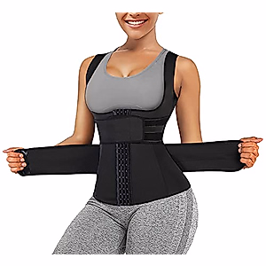 Eleady Waist Trainer Vest for Women Corset Trimmer Belt Slimming Body Shaper Tummy Control Cincher Workout Girdle (Black, Medium)