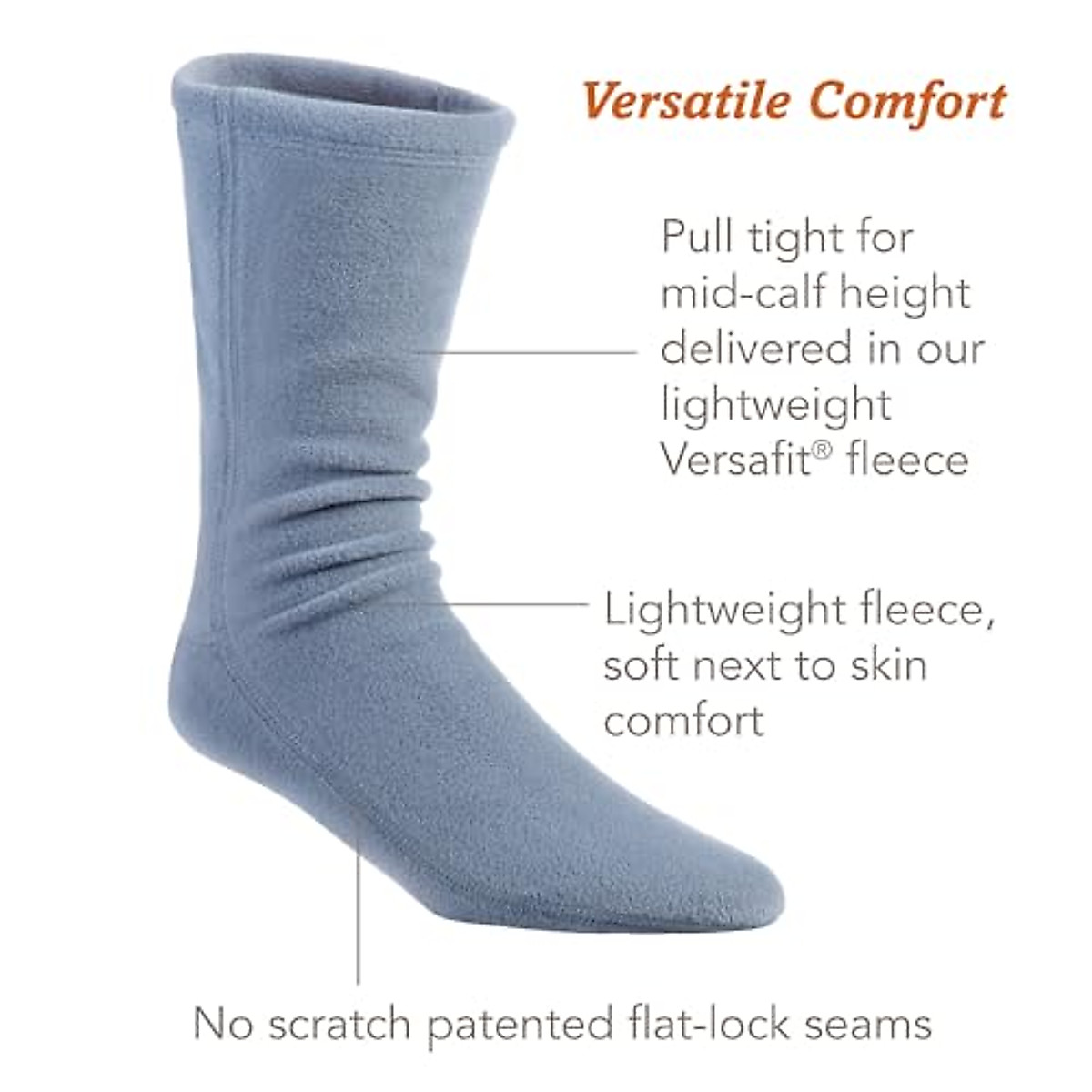 Acorn Mens and Womens Versafit Fleece Sock: Super Soft & Ultra-Warm, Mid-Calf Height, Flat-Flock Seams