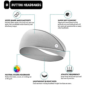 Huachi Headbands with Buttons for Mask for Nurses Non Slip Elastic Hair Bands for Women Doctors Medical Headband Turban Headwrap, 6Pcs