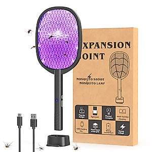 2 Pack Electric Fly Swatter 2 in 1 Bug Zapper Racket & Mosquito Zapper,4000V with USB Charging Base，Powerful Mosquito Swatter with 3 Layers of Safety Net Suitable for Indoor and Outdoor…