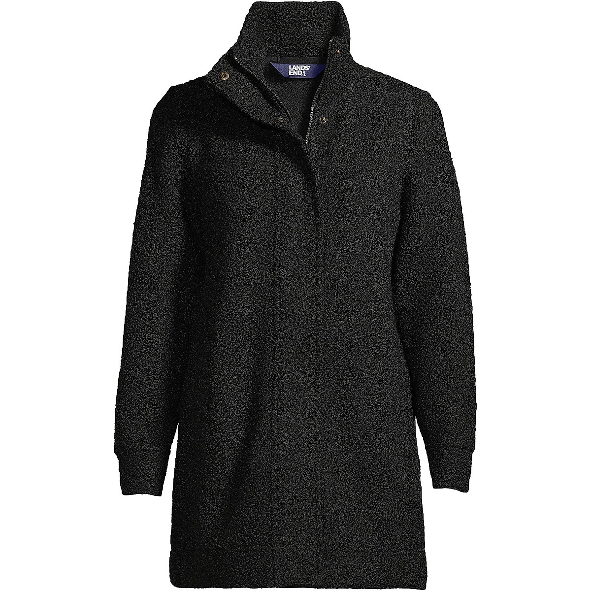 Lands' End Womens Boucle Coat Black Plus 2x