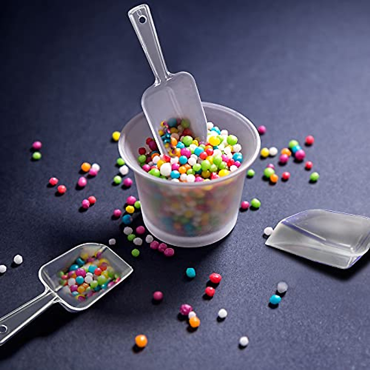 Plastic Serving Tongs Mini Kitchen Tongs Kitchen Tongs Utility and Plastic Kitchen Scoops Clear Ice Scoop Mini Clear Buffet Scoop for Candy Dessert Buffet Ice (12)