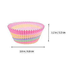NUOBESTY 100pcs Cupcake Liners Rainbow Greaseproof Oil Proof Cupcake Wrappers Cake Cups Dessert Wraps for Birthday Party Baby Shower