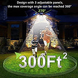 Ollivage Security Solar Lights Outdoor, LED Motion Sensor Flood Lights Outdoor, 6500K Super Bright Wide Angle, 3 Adjustable Heads, IP65 Waterproof, Fence Light Solar Powered for Outside Yard Garden
