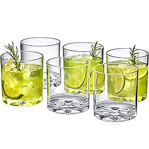 Amazing Abby - Liberty - 12-Ounce Plastic Tumblers (Set of 6), Plastic Drinking Glasses, All-Clear Reusable Plastic Cups, BPA-Free, Shatter-Proof, Dishwasher-Safe