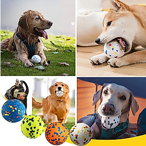 KUNHEHO 4pcs Indestructible Dog Balls for Aggressive Chewers - Atom Teething Chew Toys Water Toy Fetch Balls for Medium and Large Dogs (4 colors,3")