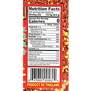 JHC Extra Hot Crushed Thai Chili Pepper, Spicy Pepper Flakes, 7 Ounce / 200gram, Product of Thailand