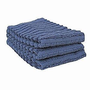 Ritz Royale Collection 100% Combed Terry Cotton, Highly Absorbent, Kitchen Dish Cloth Set, 13-3/4" x 12", 3-Pack, Solid, Federal Blue