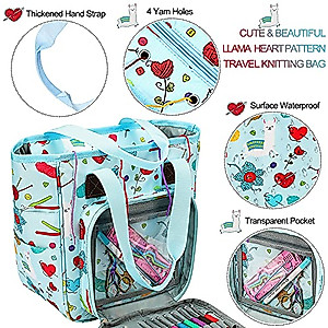 Coopay Knitting Bag Yarn Storage Organizer, Portable Knitting Tote Basket Yarn Bags for Crochet Hooks, Crocheting Kit, Knitting Needles, Yarn Balls, Project & Sewing Supplies - No Accessories (Blue)