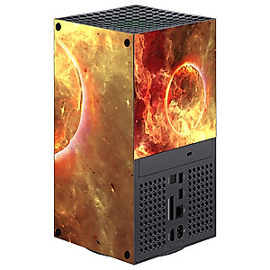 PlayVital Flaming Sun Custom Vinyl Skins for Xbox Series X, Wrap Decal Cover Stickers for Xbox Series X Console Controller