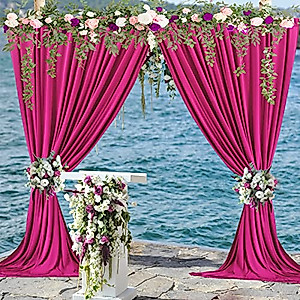 10ft x 10ft Hot Pink Backdrop Curtain for Parties Fuchsia Wrinkle Free Backdrop Drapes Panels for Baby Shower Birthday Photo Photography Polyester Fabric Background Decoration