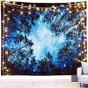 Urbanstrive Not Fade Machine Washable Mandala Tapestry Wall Hanging Trippy Hippie Bohemian Psychedelic Wall Tapestry for Bedroom Living Room, Blue White, Small (28.7x37.4 Inches)(73x95 cm)