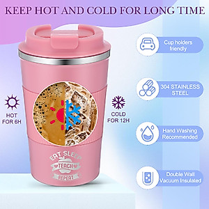 Pickmesh 6 Pcs Teacher Gift Cup Bulk Teacher Appreciation Tumbler Insulated Coffee Mug 12oz with Lids for Preschool Daycare High School Coworker Nurse Birthday Graduation Gift