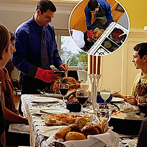 Comsmart BBQ Gloves, Heat Resistant Silicone Grilling Gloves, Long Waterproof BBQ Kitchen Oven Mitts with Inner Cotton Layer for Barbecue, Cooking, Baking, Smoker(Red)