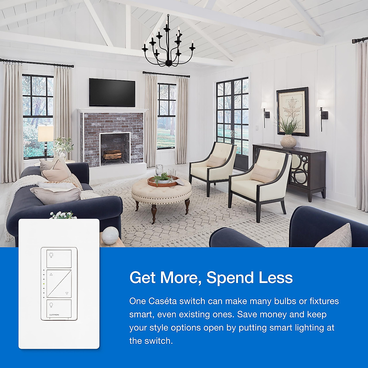 Lutron Caséta Smart Home Dimmer Switch and Pico Remote Kit, Works with Alexa, Apple HomeKit, Ring, Google Assistant (Smart Hub Required) | P-PKG1WB-WH | White