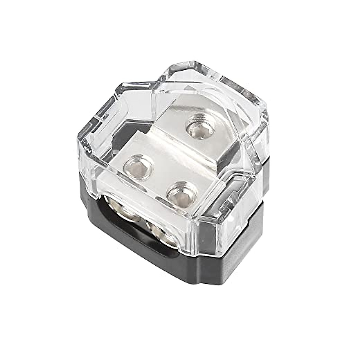 X AUTOHAUX 2pcs 0/2/4 Gauge in 4/8 Gauge Out 2 Way Stereo AMP Power Ground Distribution Block for Car Audio Splitter Silver Tone