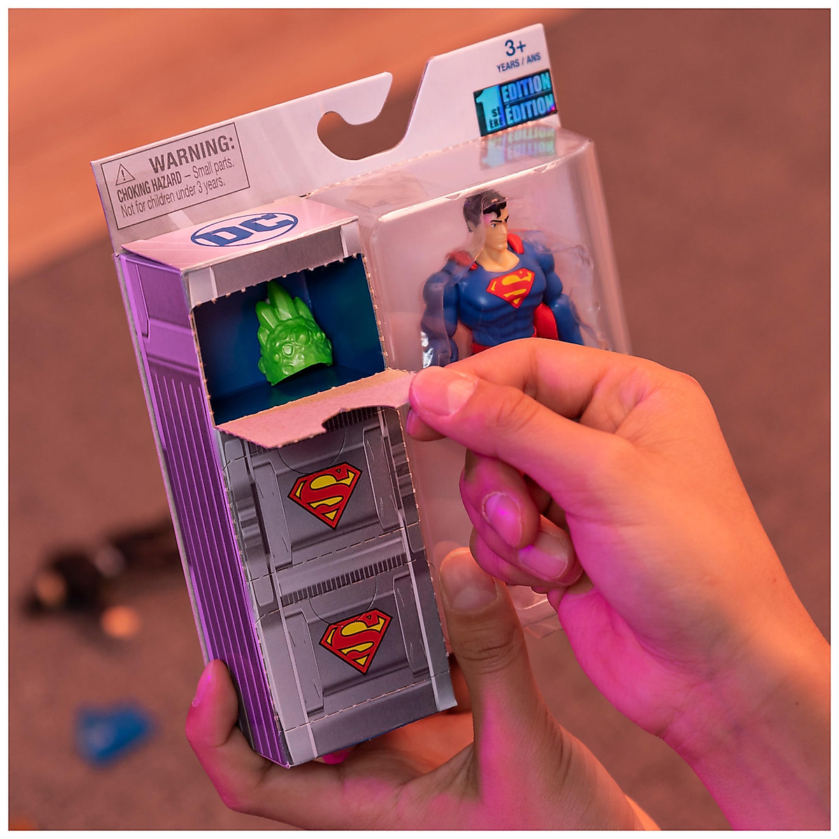 DC Comics, 4-Inch SUPERMAN and CYBORG Action Figure 2-Pack with 6 Mystery Accessories, Adventure 1