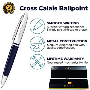 Dayspring Pens Personalized Cross Pen | Engraved Cross Calais Ballpoint Pen - Blue. Custom Gift Pen with Case AT0112-3 Engraving Shipped in One Business Day.