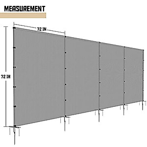 TANG Outdoor Privacy Fencing with Poles Ground Spikes Dog Garden Privacy Fence Backyard Patio Yard Barrier Boarder Divider Grey 6'x24'