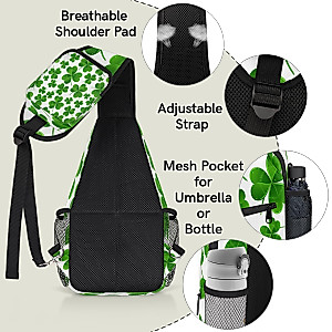 St. Patrick's Day Clover Sling Bag Crossbody Bag for Women and Men Shoulder Bag Travel Hiking Backpack Casual Daypack Cross Body Chest Bag