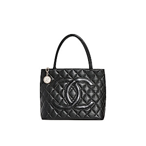 CHANEL Women's Pre-Loved Medallion Tote, Caviar, Black, One Size