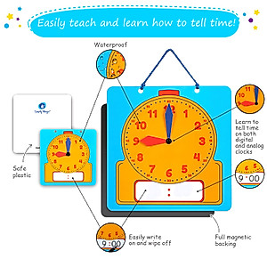 Simply magic 24+1 Learning Clock for Kids - Classroom Clock Set, Magnetic Demonstration Clock, Teaching Clock, Learning Clocks for Kids to Tell Time, Interactive Clock for Kids, Clock Manipulatives