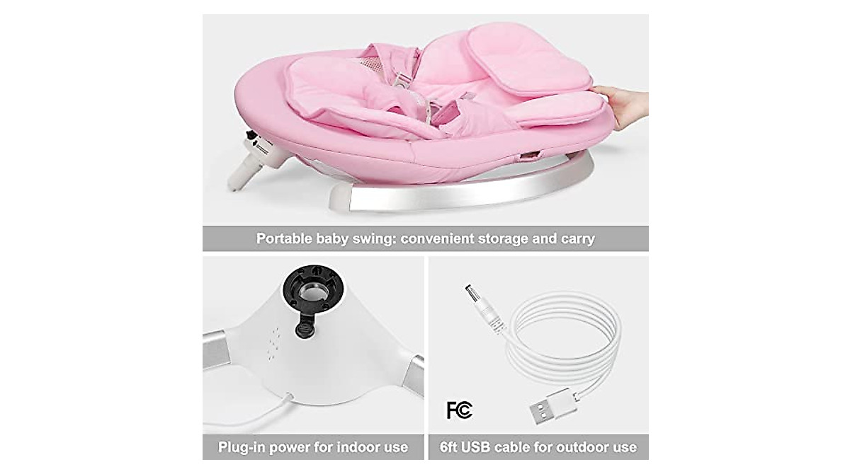 HARPPA Baby Swing with Bluetooth, Lullabies & 5 Speeds - Portable & Safe