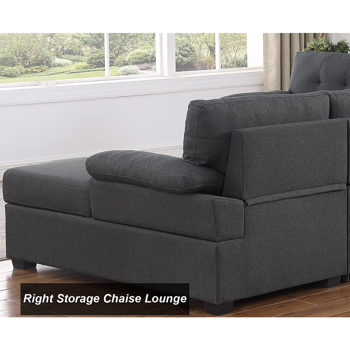 Sleeper Sofa Couch Bed with Pull Out Couch Living Room Set Sectional Sleeper Sofa with Storage Chaise Modular Couch Fabric Sofa Bed in Dark Grey