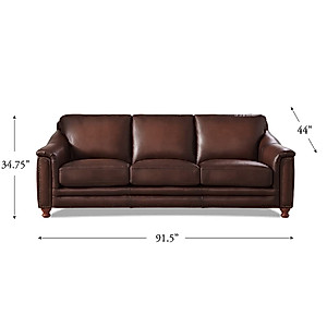 Hydeline Belfast Top Grain Leather Sofa and Loveseat, Caramel Brown, Feather Down, Memory Foam and Springs Seating