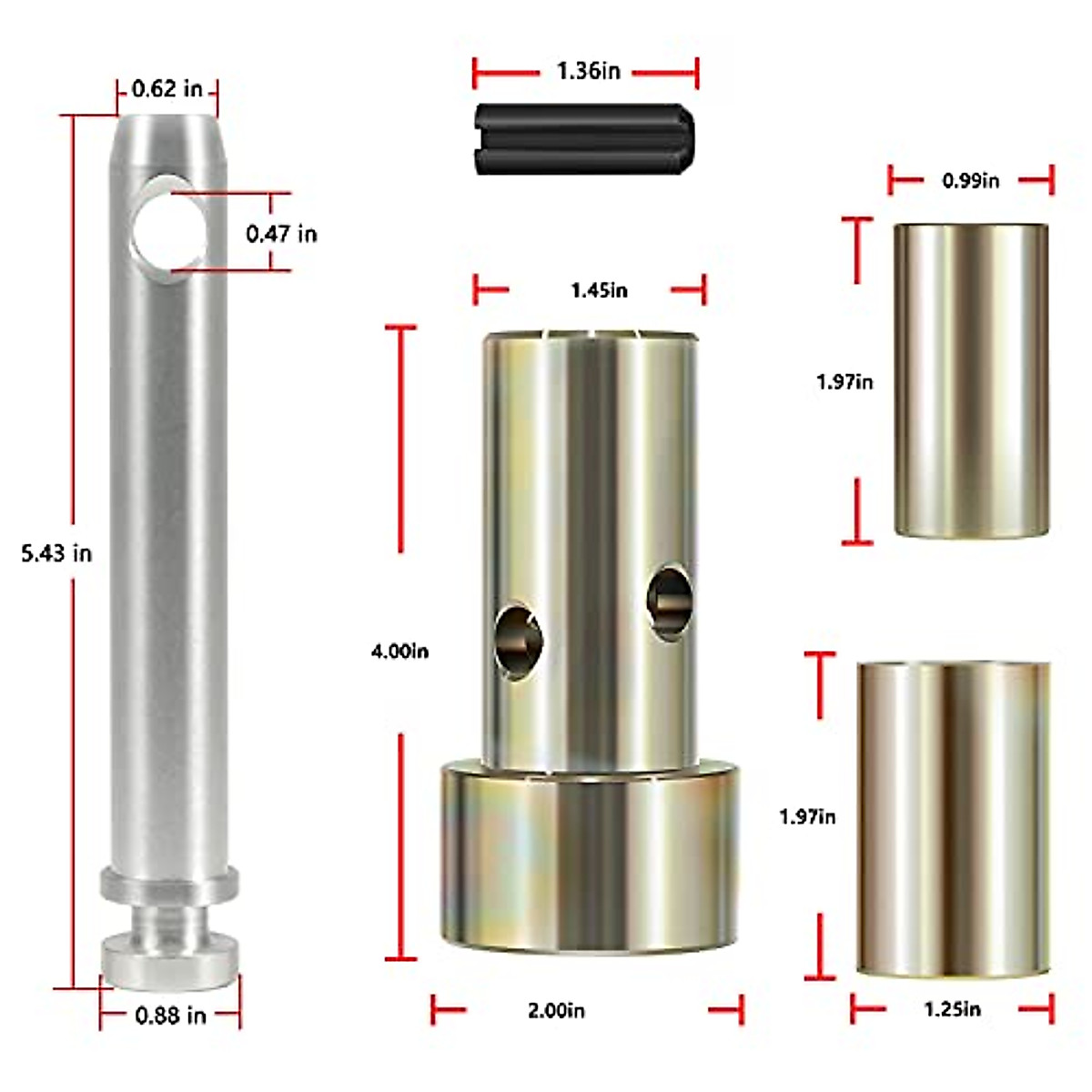 S07070200 Top Link Pin & TK95029 Quick Hitch Bushing Kit Heavy Duty Steel for Category I 3-Point Hitch Tractors