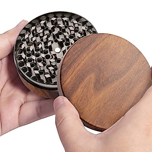 KINGTOP Grinder, Large 3" Spice Grinder (Wood Grain Brown)