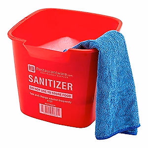 Restaurantware RW Clean 6 Quart Cleaning Buckets 10 Detergent Square Buckets - With Measurements Built-In Spout And Handle Red Plastic Utility Buckets For Home Or Commercial Use