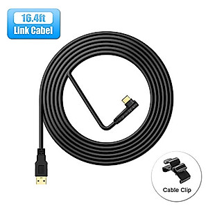 Dengofng 16FT with Fixing Clip VR Headset Accessories Black Link Cable for Oculus Quest 2