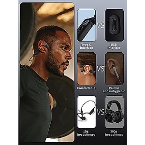 WETCEAOM Bone Conduction Headphones Bluetooth 5.3, Open-Ear Headphones Wireless IPX6 Waterproof Headphones with Microphones,Type-C Charging,Sport Headphones for Running,Cycling,Driving