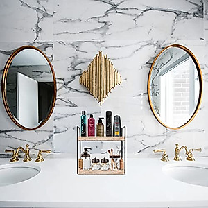 Bathroom Counter Organizer, Vanity Organizers and Storage Tray, Bathroom Countertop Shelf, Bathroom Under Sink Organizer, Rustic Bathroom Kitchen Coffee Station Decor (2 Tier)