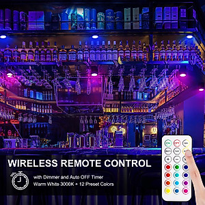 Alivation Led Under Cabinet Lighting Battery Operated Lights, 6 Puck Lights with Remote Control, Closet Lights Kitchen Cabinet Lighting Stick on Lights, 13 Color Changing Lights, Touch Push Tap Lights