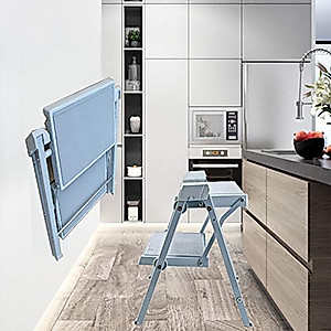 PENGJIE Folding Ladder Step Stool Ladder Stool 2 Step Folding Aluminum Heavy Duty Steel Portable Anti Slip Mat Tread Compact 150 Kg Capacity for Home Office