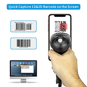 Handheld USB QR Barcode Scanner, NetumScan Wired Automatic 1D 2D Image Bar Code Reader with Adjustable Stand for Store, Supermarket, Warehouse (Wired)