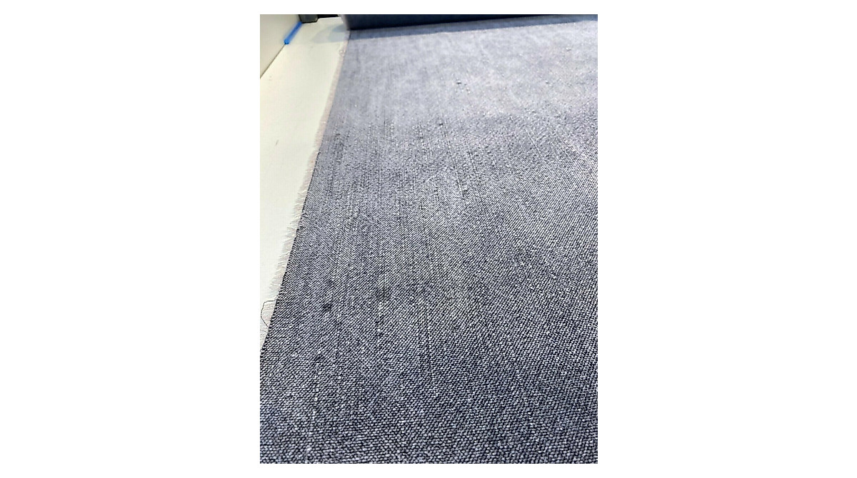 Calvin Linen Denim Blue Upholstery Fabric by The Yard