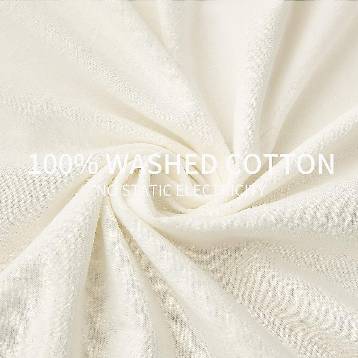 melingo Queen Duvet Covers, White Washed Cotton Duvet Cover Set, Soft, Cooling, Breathable Bedding Collection Set with Buttons Closure. Solid Color Quilt Cover (1 Comforter Cover + 2 Pillow Cases)