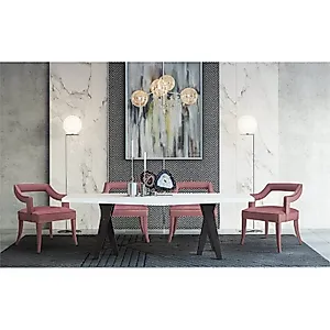 TOV Furniture Tiffany Modern Upholstered Dining Room Chair, Pink