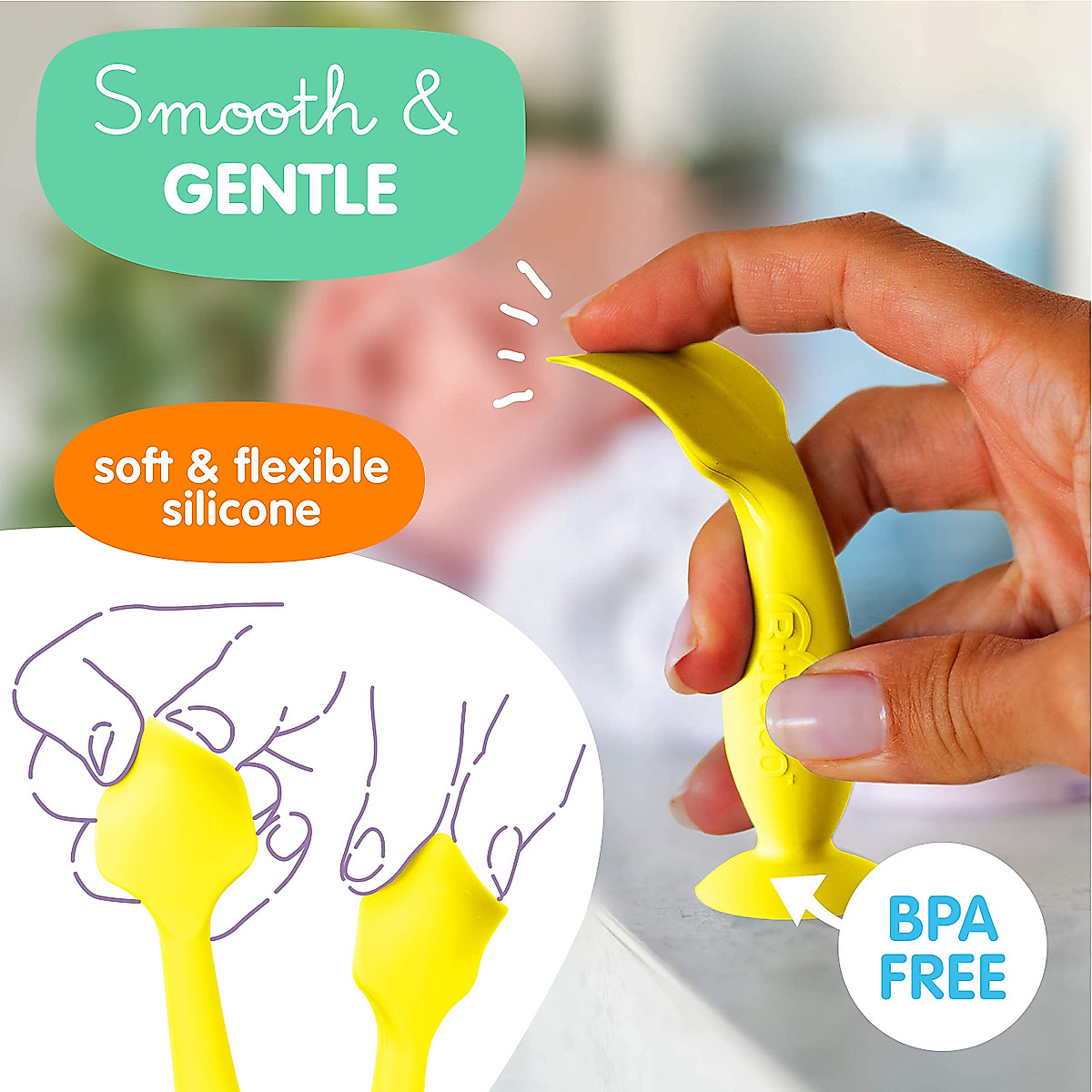 Bumco Mini Diaper Cream Spatula with Case - BPA-Free Butt Spatula Baby, Soft & Flexible Diaper Spatula, Diaper Cream Applicator, Mom-Invented Baby Must Haves, Diaper Bag Essentials, Butt Paste Spatula