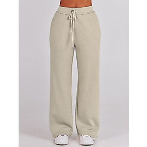 ANRABESS Women 2 Piece Outfits Sweatsuit Oversized Sweatshirt Sweatpants Tracksuit Sweat Lounge Matching Set 2024 Fall Trendy Light Khaki Medium