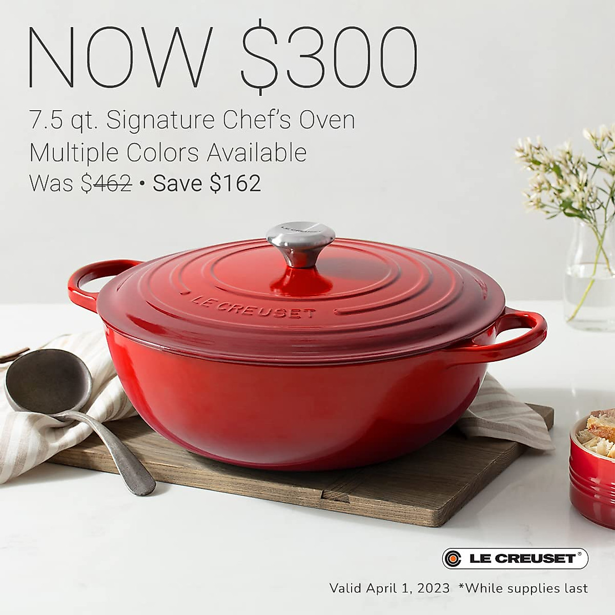 Le Creuset Signature Cast Iron Chef's Oven, 7.5qt, Cerise